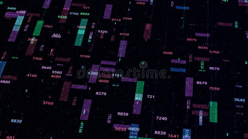 Vertically Flowing Geometric Shapes and Different Digits, Seamless Loop ...