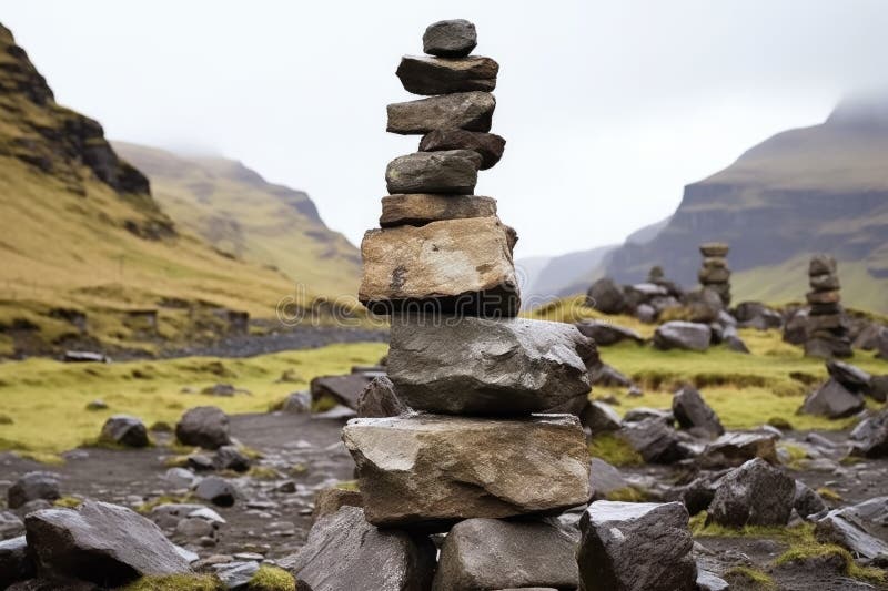 Vertically Stacked Balancing Volcanic Rocks Stock Photo - Image of ...