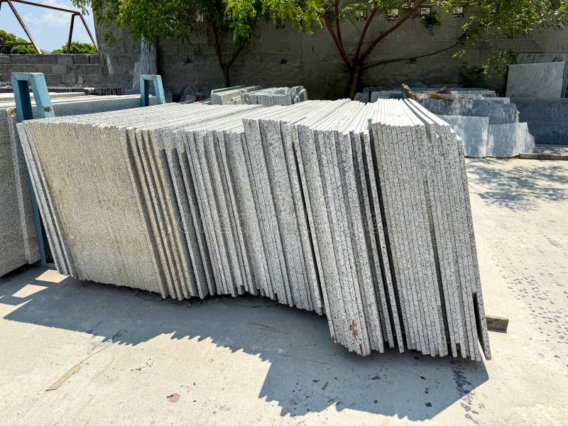 Vertically Stacked Granite Slabs in a Factory Stock Photo - Image of ...