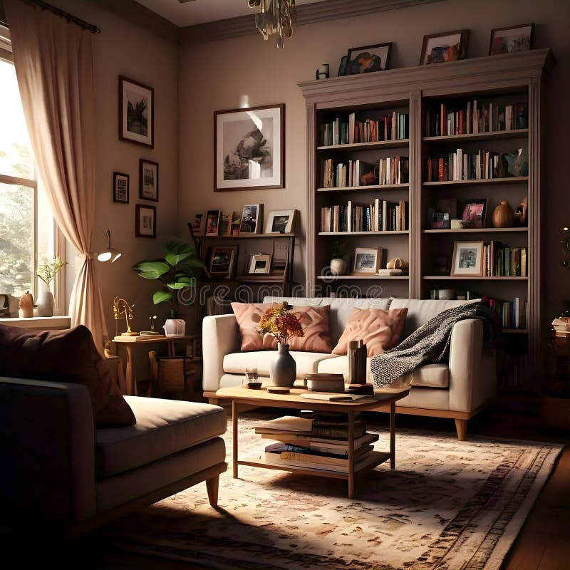 Living Room:Domestic Wrapped Setting Featuring a Cozy, Modern Living ...