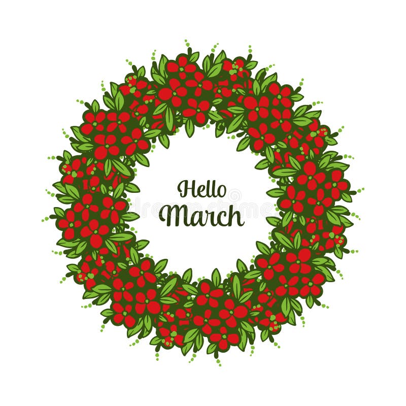 Vertor Illustration Circle Shape Flower Frame with Lettering Hello ...