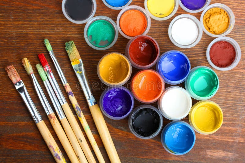 Verven Voor Tekening En Een Borstel Stock Foto - Image of tint, hobby ...