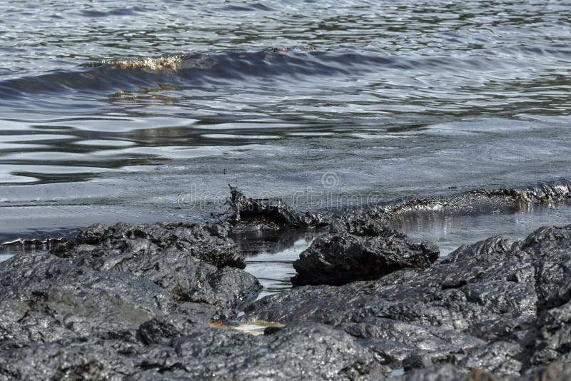 Vervuilde Die Olievlekken Met Zeewater Worden Gemengd Stock Foto ...