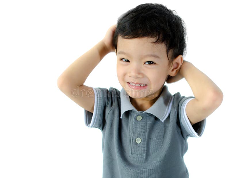 Verward Kind Die Zijn Hoofd Krassen Stock Afbeelding - Image of ...