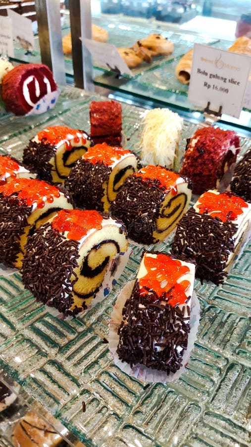 Very Aesthetic and Also Delicious Roll Cake in Hawker Shop Stock Image ...