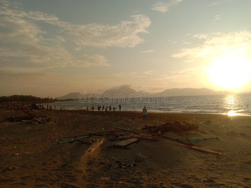 A Very Amazing View of the Sunset on the Beach Stock Image - Image of ...