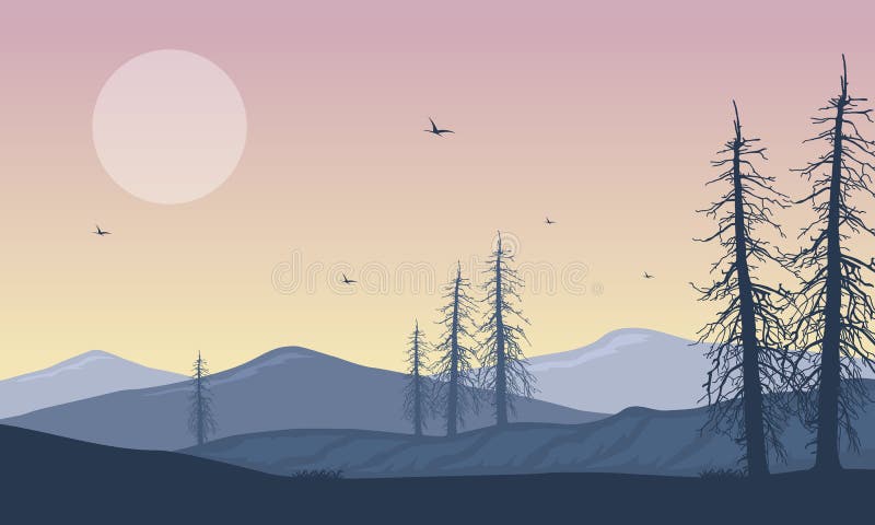 Very Amazing Views Morning Scenery. Vector Illustration Stock Vector ...