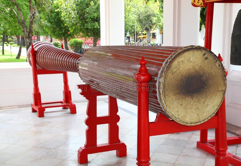 Very Ancient Drum Called Klong Luang Drum In Ben Stock Photo - Image ...
