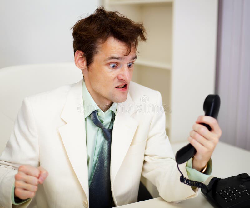 Very Angry Businessman in Office Stock Image - Image of crazy ...