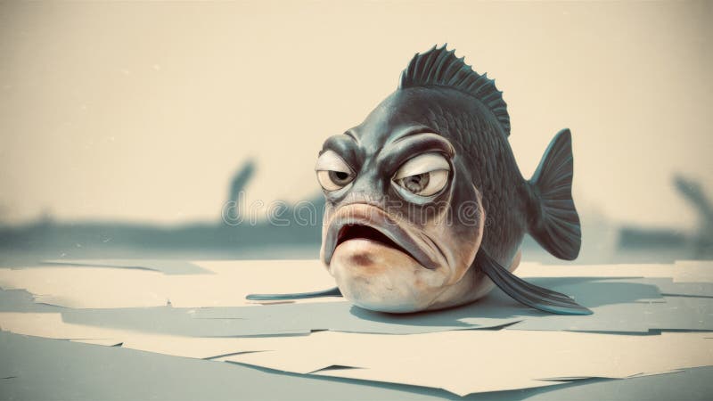 A Very Angry Looking Fish on a Piece of Paper, AI Stock Image - Image ...