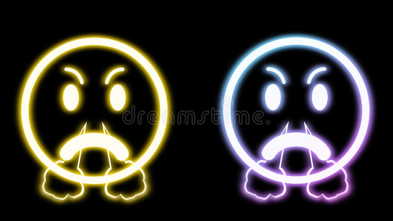 Very Angry Moment Emoji Expression in Bright Neon Light Stock ...