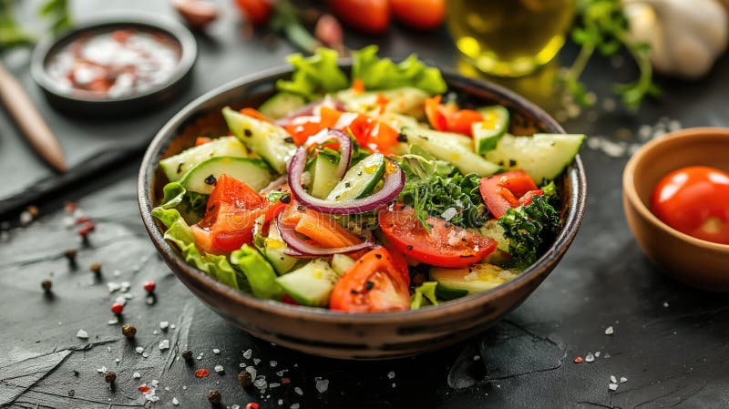 A Very Appetizing Salad of Fresh Vegetables Stock Image - Image of ...