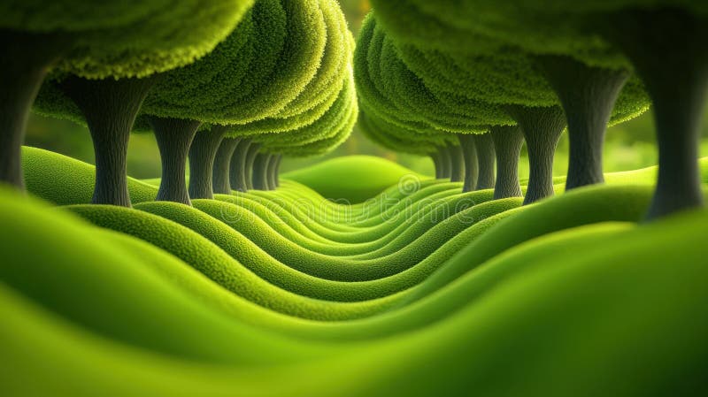 A Very Artistic Picture of a Bunch of Trees that are All Curved, AI ...
