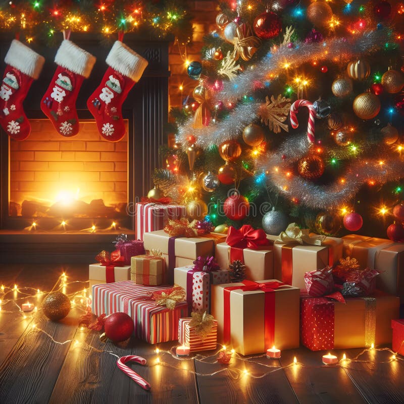 Very Beautiful Animated Vector Christmas Scene Stock Illustration ...