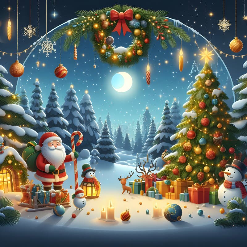 Very Beautiful Animated Vector Christmas Scene Stock Illustration ...