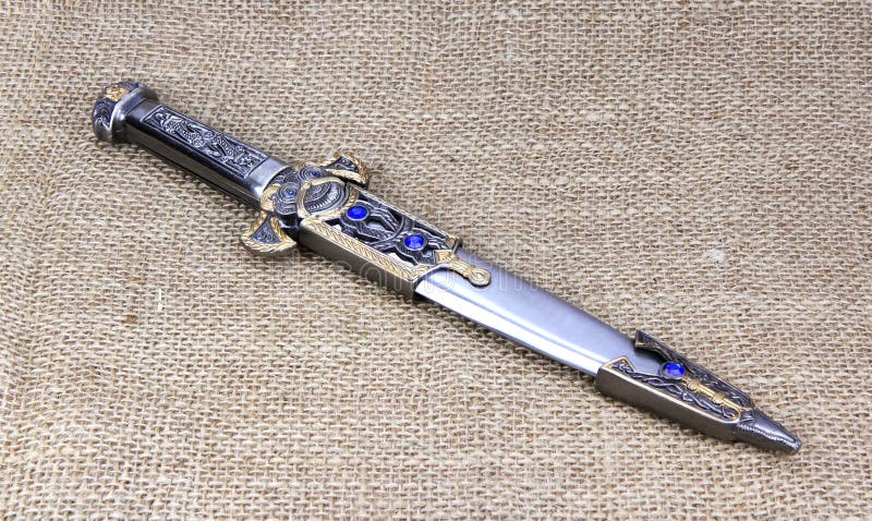 Very Beautiful Antique Dagger on Canvas. Stock Image - Image of arabic ...