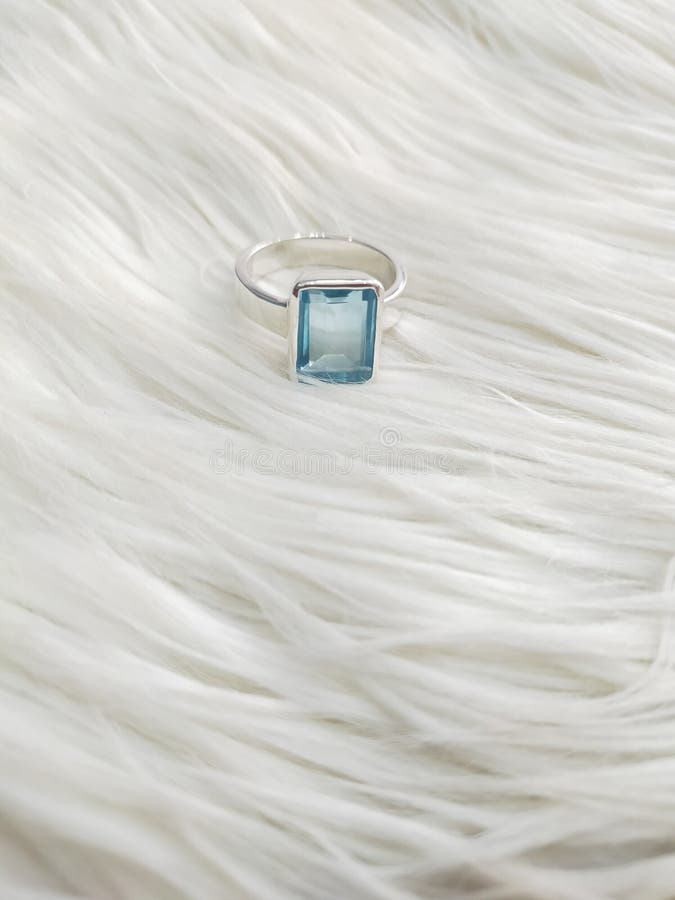 Very Beautiful Aquamarine Stone Ring Stock Image - Image of stone, ring ...