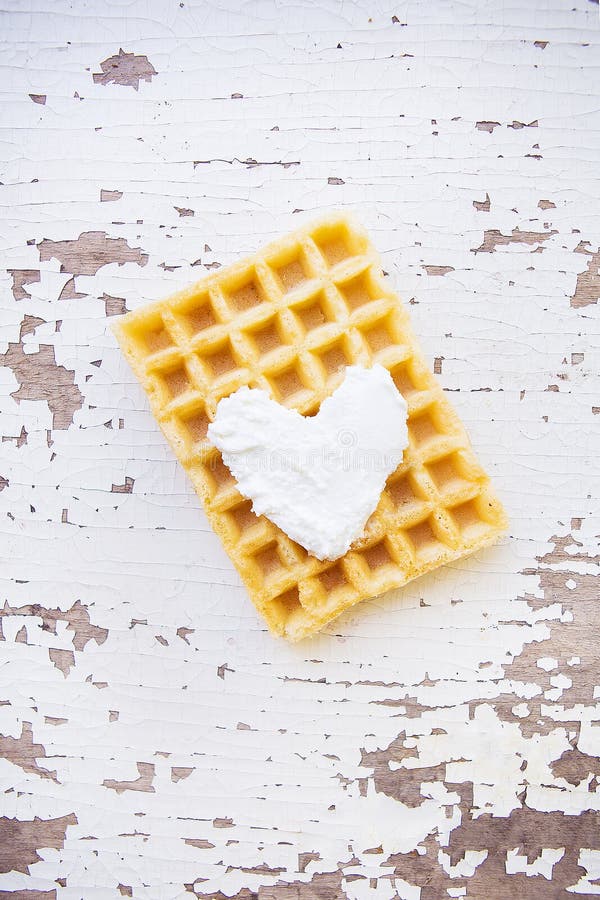 Very Beautiful Belgian Waffles on an Old Table Stock Photo - Image of ...