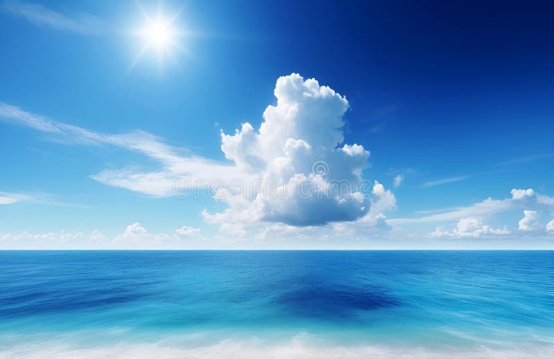 Very Beautiful Blue Sea and Blue Sky with Beautiful Clouds Stock ...