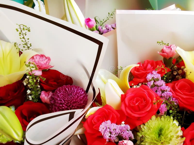 A Very Beautiful Collection of Flower Bouquets Stock Photo - Image of ...