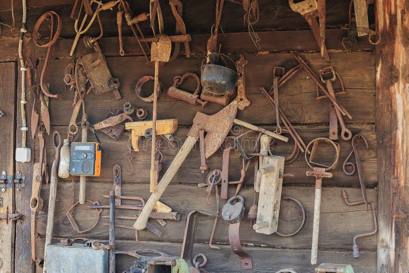 Very Beautiful Exhibition with Old Working Instruments Stock Photo ...