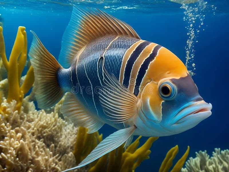 Very Beautiful Fish in a Beautiful Seabed Stock Illustration ...