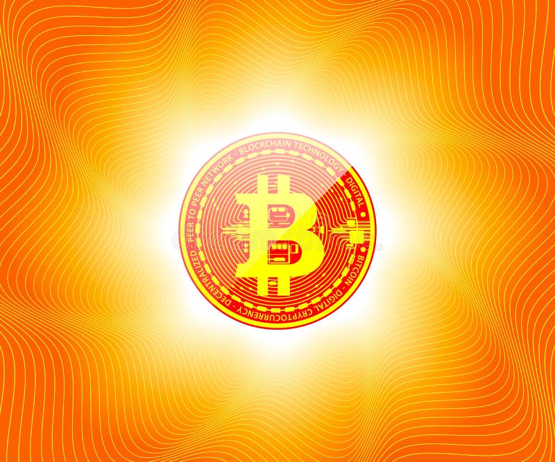 Very Beautiful Gold Coin of Digital Currency Bitcoin in the Rays of ...