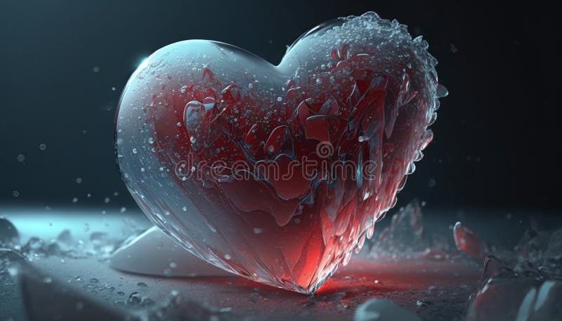 A Very Beautiful Heart of Ice Surrounded by Snow and Ice. the Heart is ...