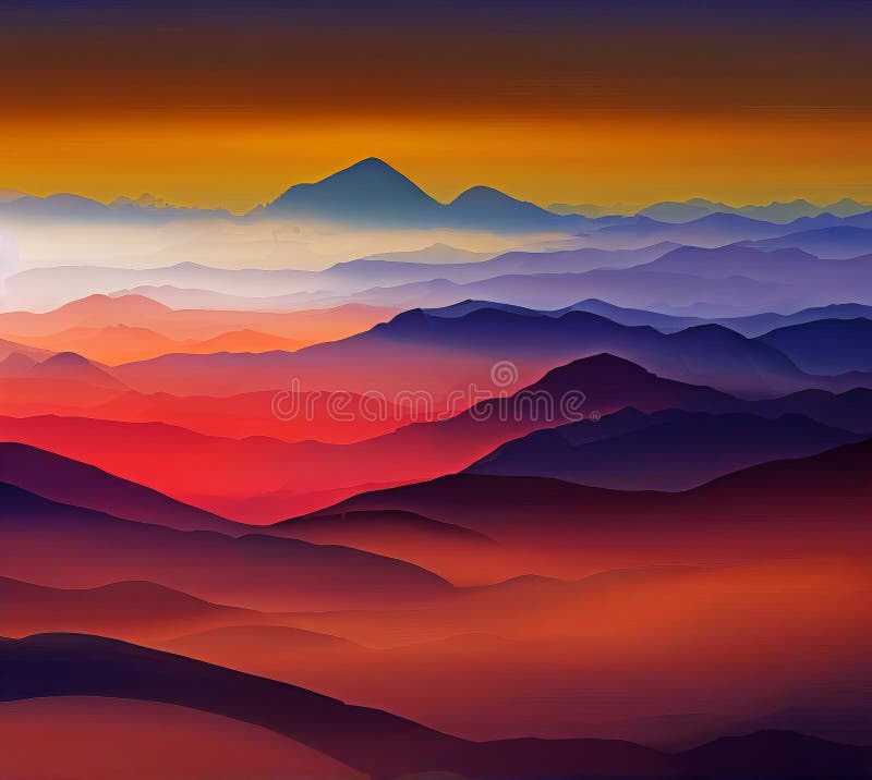 A Very Beautiful Illustration of Many Hills Stretching into the ...