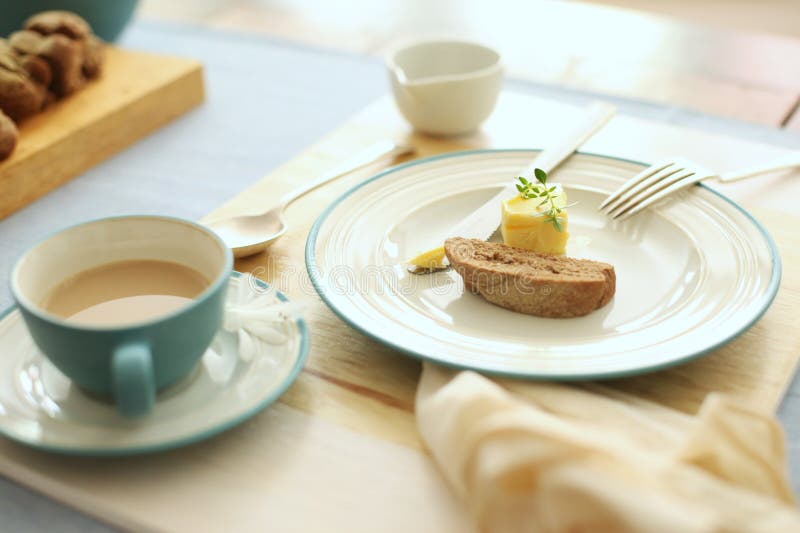 Image of Simple and Attractive Breakfast Table Set Stock Image - Image ...
