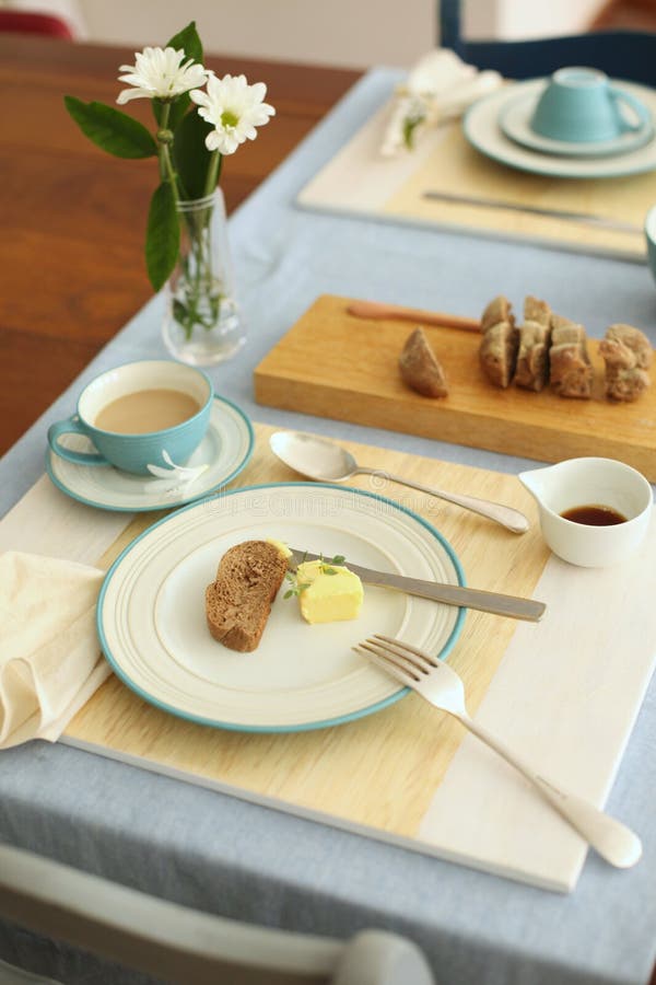 Image of Simple and Attractive Breakfast Table Set Stock Image - Image ...