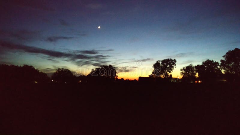 Very Beautiful Landscape of the Twilight Time with Trees Stock Image ...