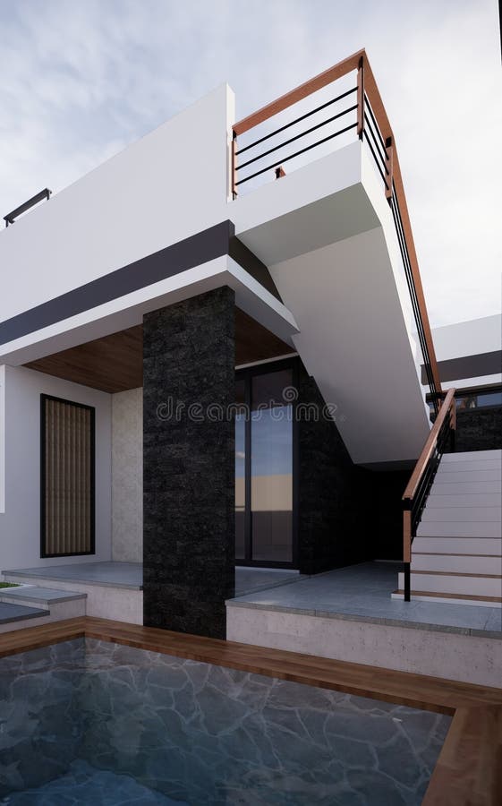 Very Beautiful Minimalist 3D House Design Image Stock Illustration ...