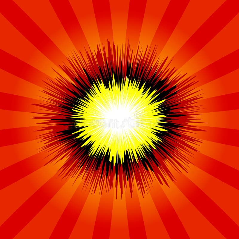 Very Beautiful Painted Bright Explosion Flash on Red Background Stock ...