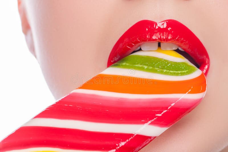 Very Beautiful Red Lips on White Background. Stock Photo - Image of ...