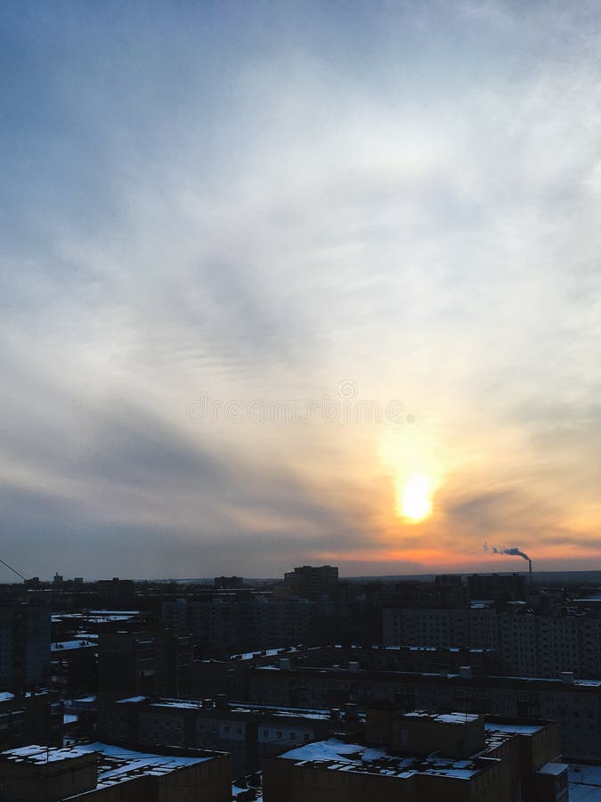 Very Beautiful Red Sunset on the City Stock Image - Image of twilight ...