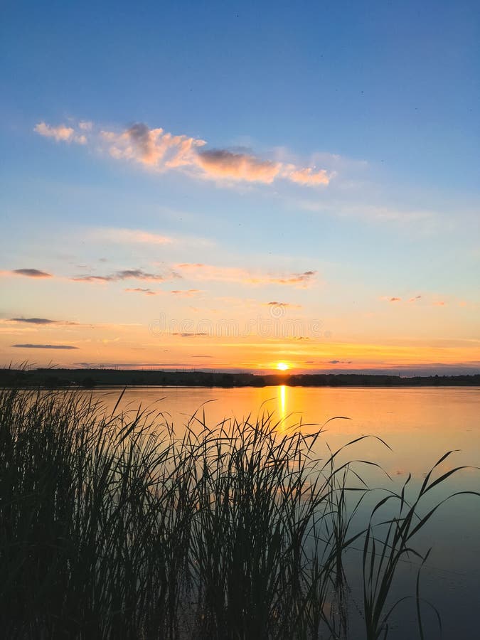 Very Beautiful Summer Sunset with Bright Colors of the Sky Stock Photo ...