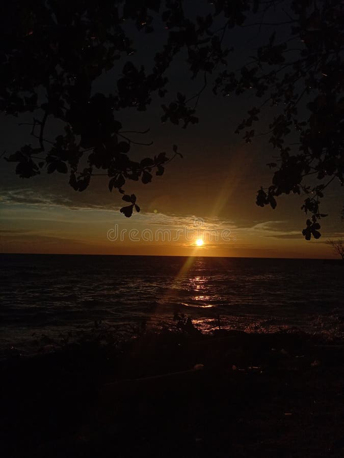 Very Beautiful Sunset on the Beach Stock Photo - Image of sunset, beach ...