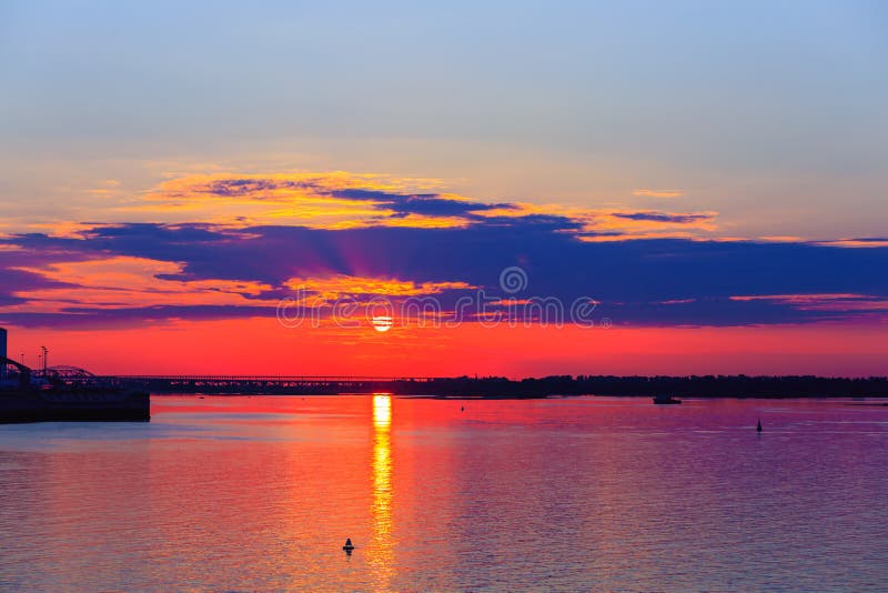 Very Beautiful Sunset Over the River. Stock Image - Image of bright ... Very Beautiful Sunset Over the River. Stock Image - Image of bright ...