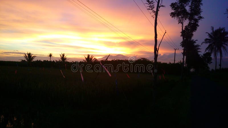 A Very Beautiful Sunset View in a Village Stock Image - Image of ...