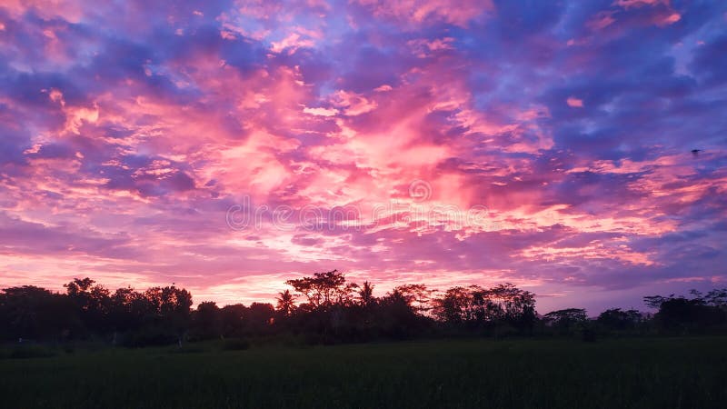 Very Beautiful Sunset in Yogyakarta Stock Image - Image of sunset ...