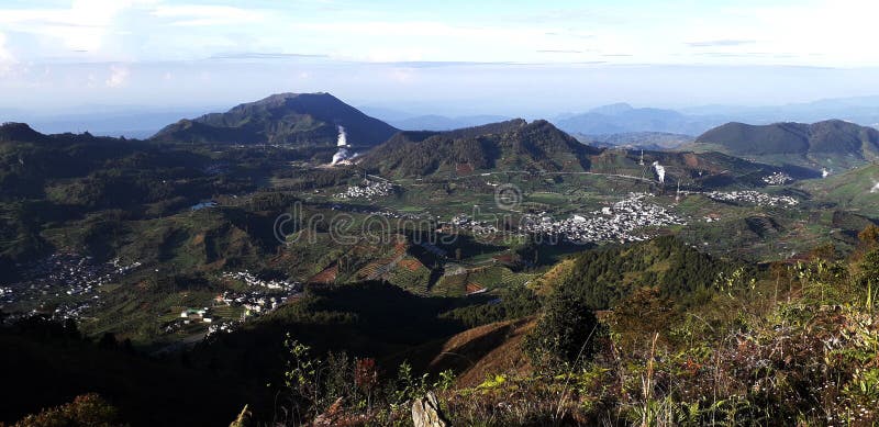 View of the Village from the Top of Mount Prau Stock Photo - Image of ...