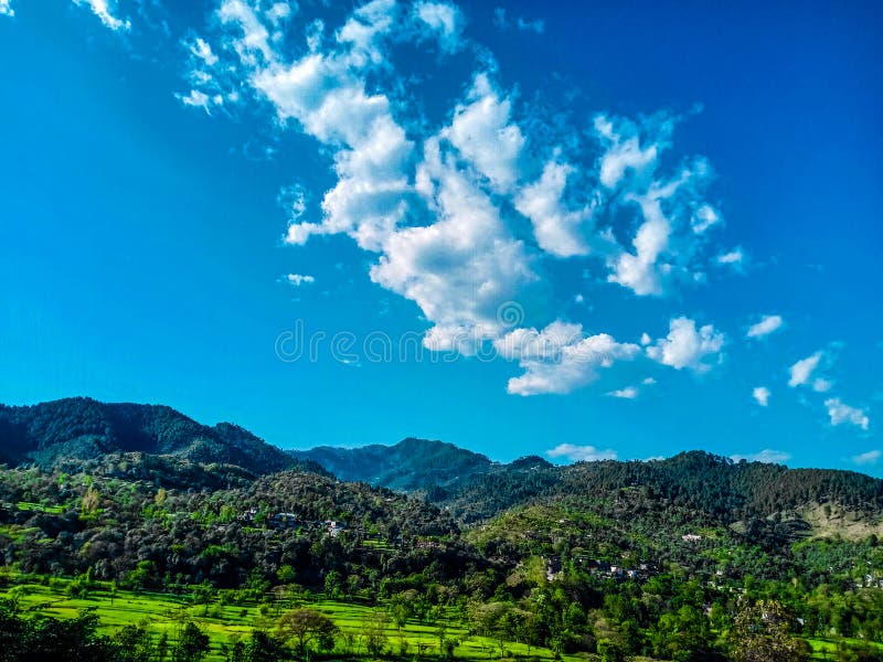 Very Beautiful View of Mountain and Blue Sky with Clouds Stock Image ...