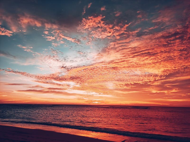 Very Beautiful View of the Sunset on the Beach Stock Photo - Image of ...