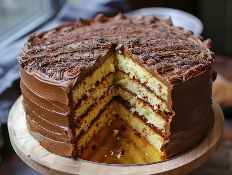 A Very Big Cake with Chocolate Cream Stock Illustration - Illustration ...