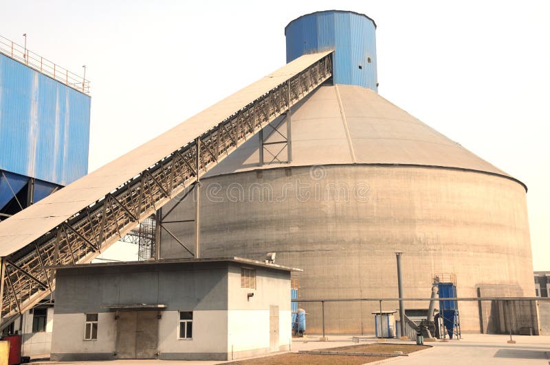 A Big Clinker Storage Silo with a Conveyor Stock Image - Image of ...