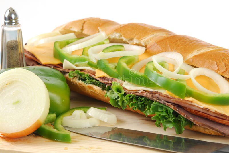 Giant sub Sandwich stock image. Image of roll, foot, turkey - 4006875