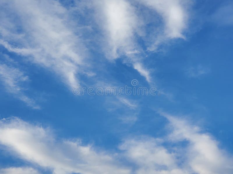 Very Blue Sky Overhead with Wispy White Clouds Stock Image - Image of ...