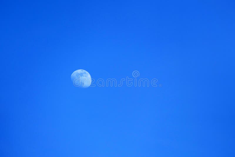 Very Blue Sky and White Moon, View of the Moon in the Daytime Sky Stock ...