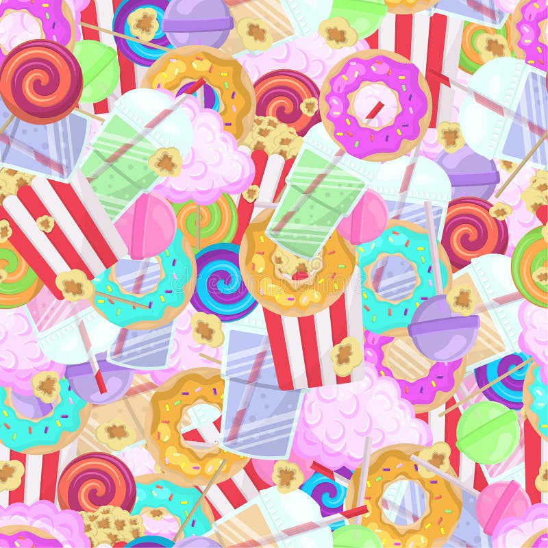 Very Bright Background with Sweets, Lollipops, Smoothies, Donuts. Stock ...
